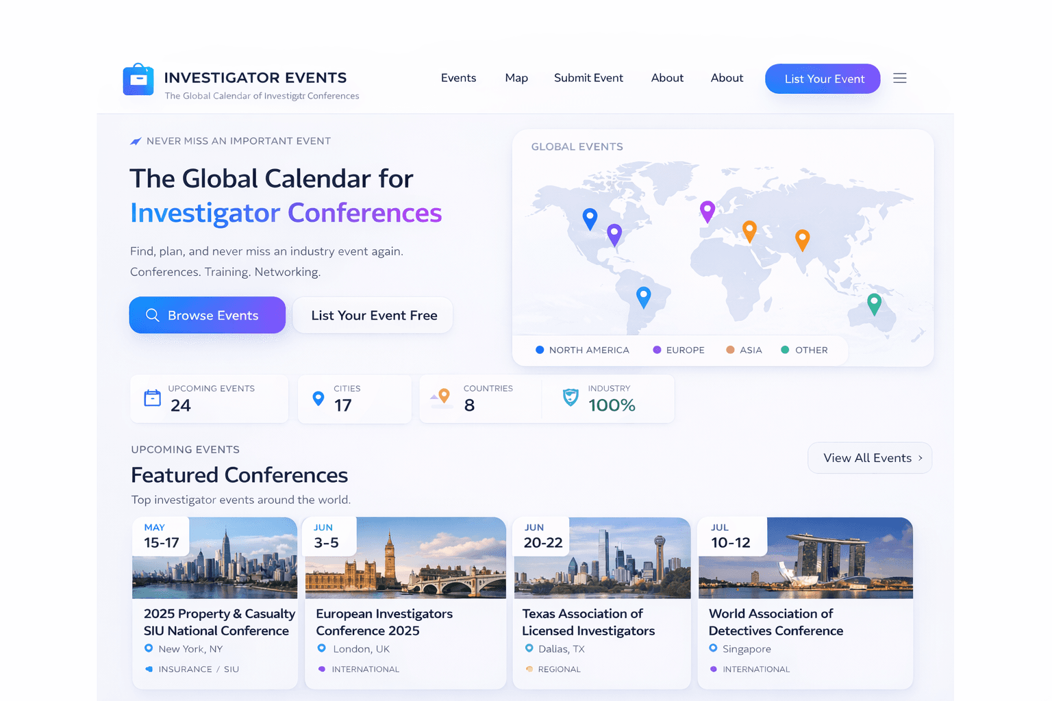 Investigator Events — Global PI Conference & Events Calendar